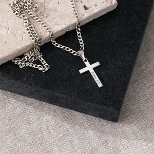 Cross Necklace for Man , Waterproof Cross for Men Necklace, Cuban Chain ...