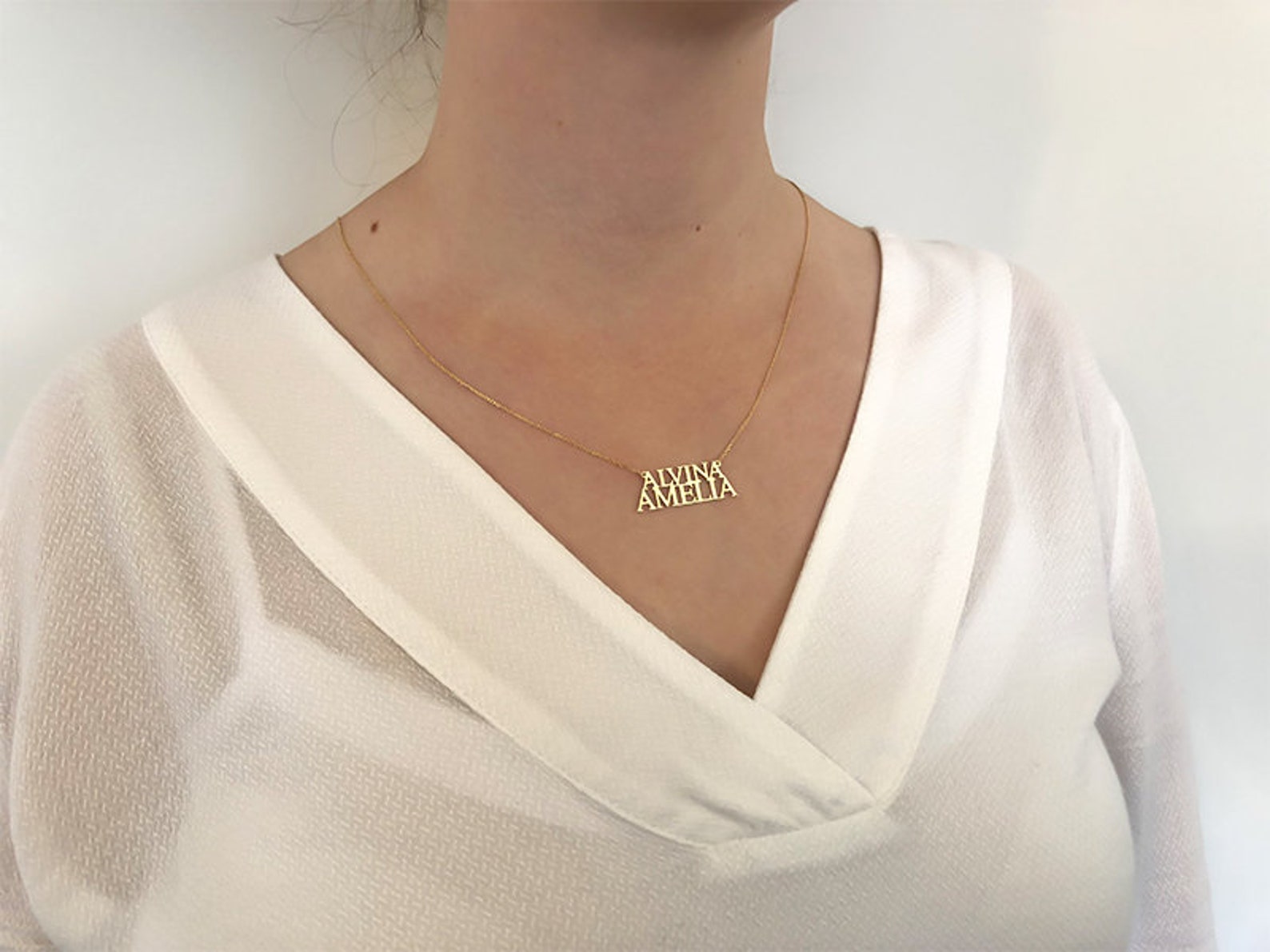 Two Name Necklace Name Necklace Personalized Jewelry - Etsy