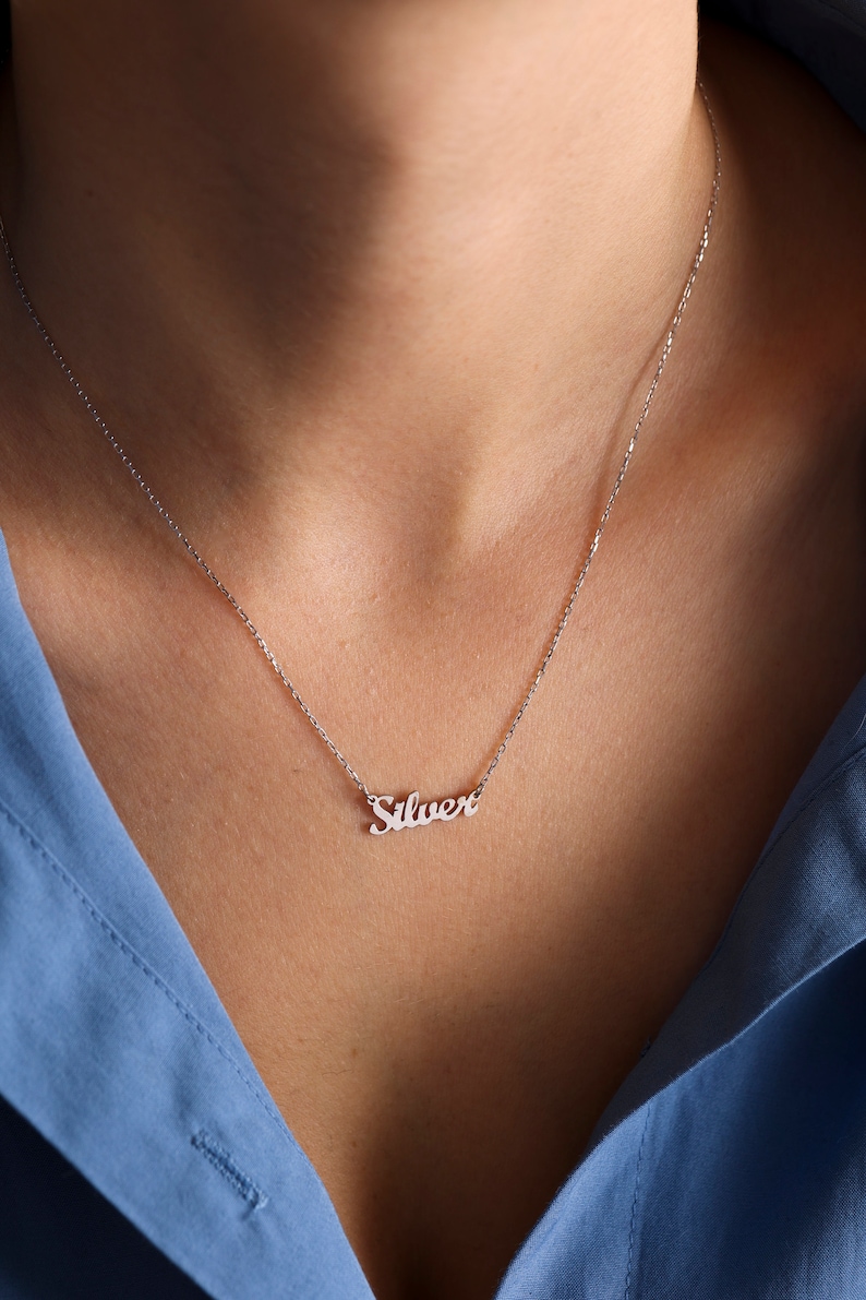 14k Solid Gold Name Necklace name Necklace Gold Name - Etsy