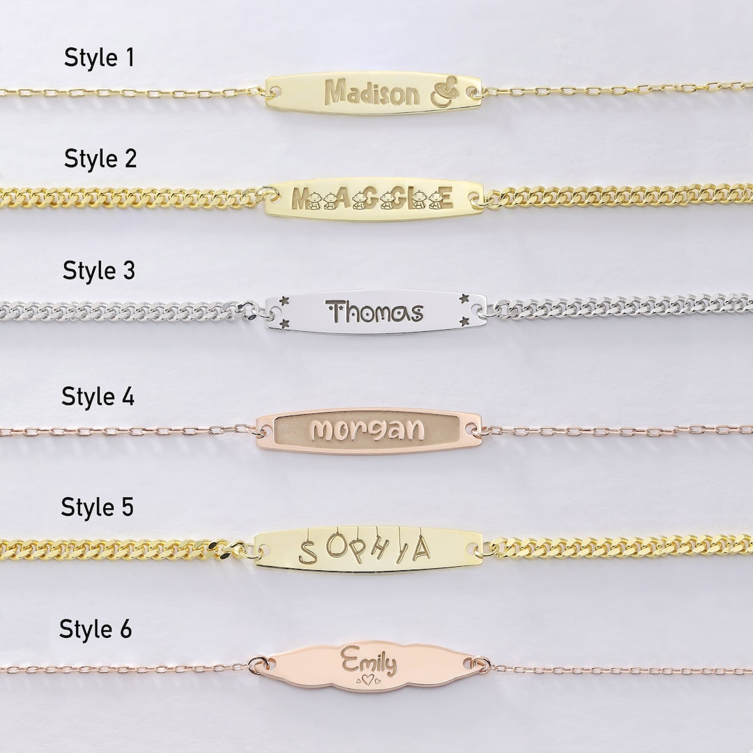 14k Solid Gold Baby ID Bracelet , New Baby Gifts , Personalized ...