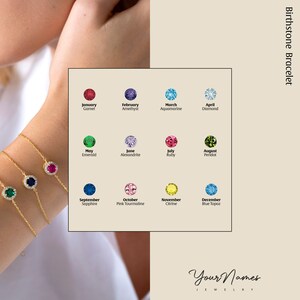 14k Gold Birthstone Bracelet,birthstone Jewelry , Birthday Gift ...