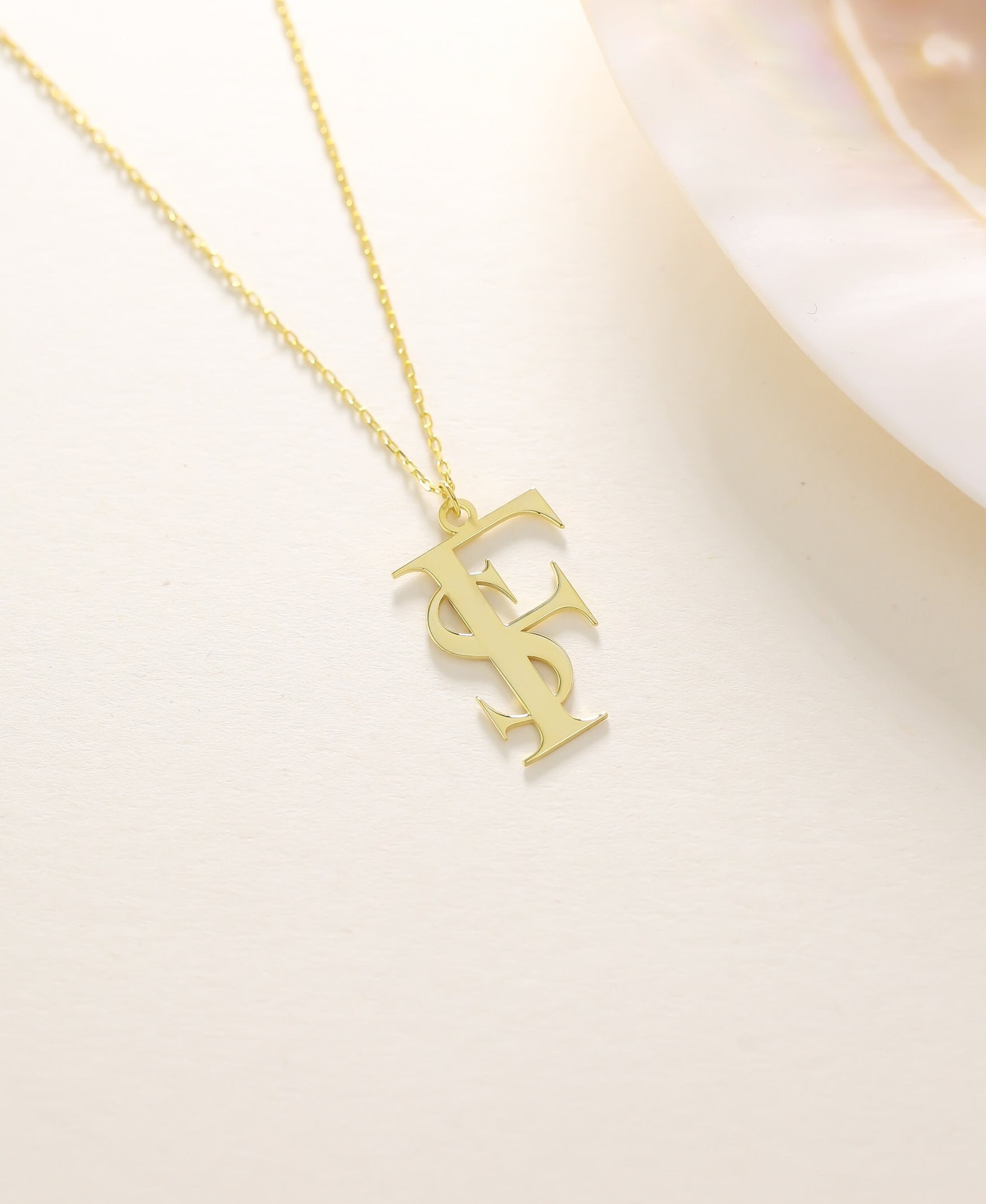 Two Initials Necklace Double Letters Pendant Mothers | Etsy