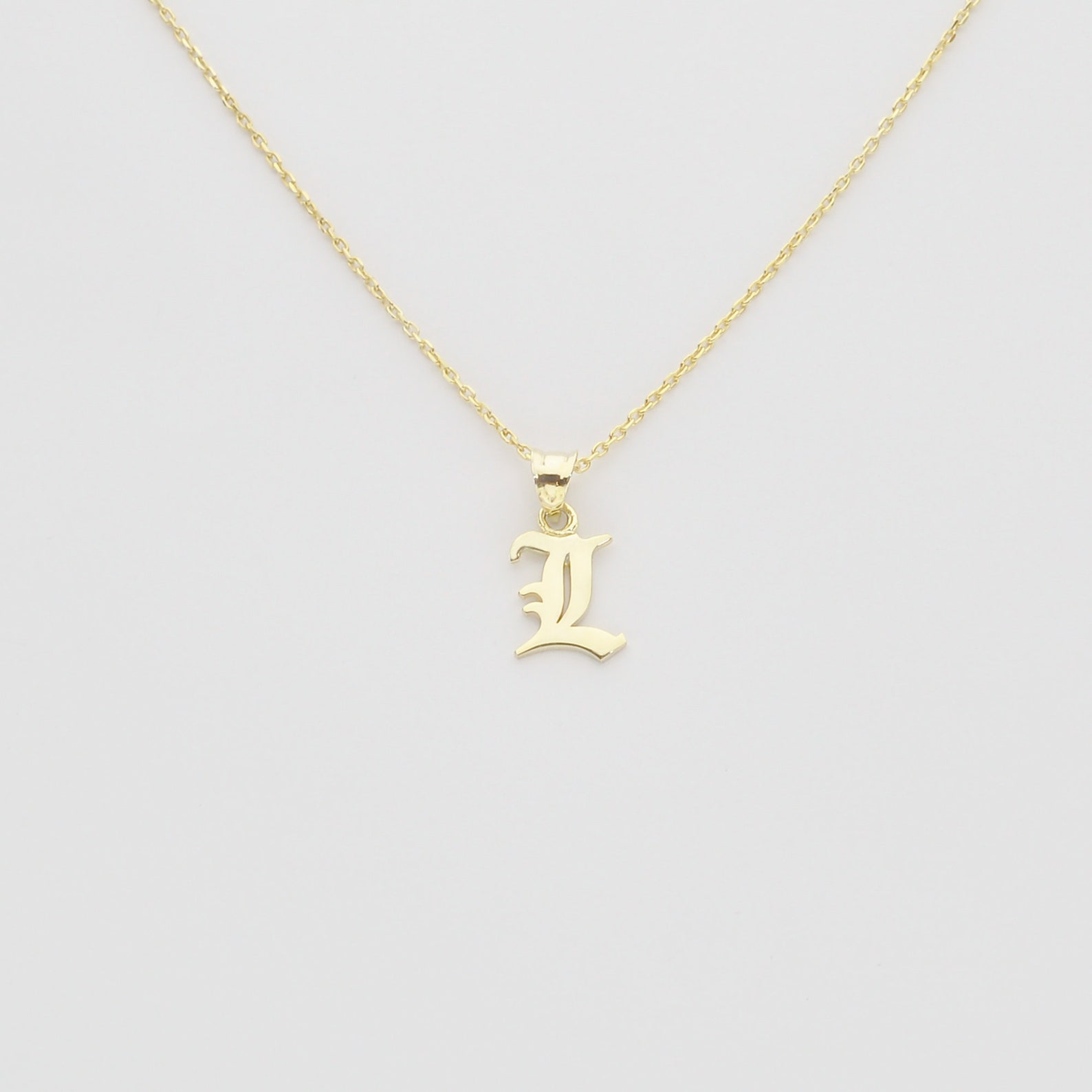 Gothic Initial Necklace Initial Necklace Old English - Etsy