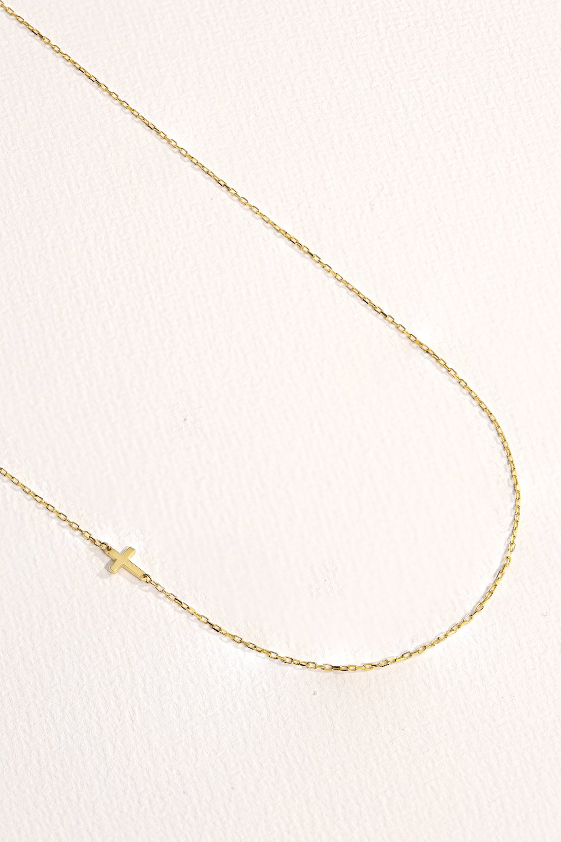14k Solid Gold Sideways Cross Necklace Gold Cross Necklace - Etsy