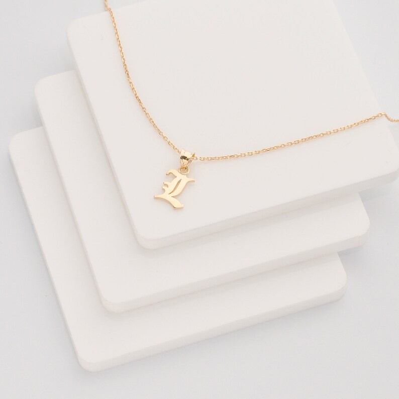 Gothic Initial Necklace Initial Necklace Old English - Etsy