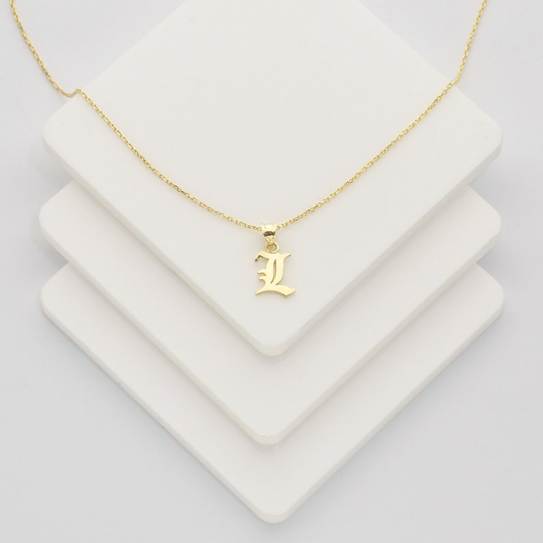 Gothic Initial Necklace Initial Necklace Old English - Etsy