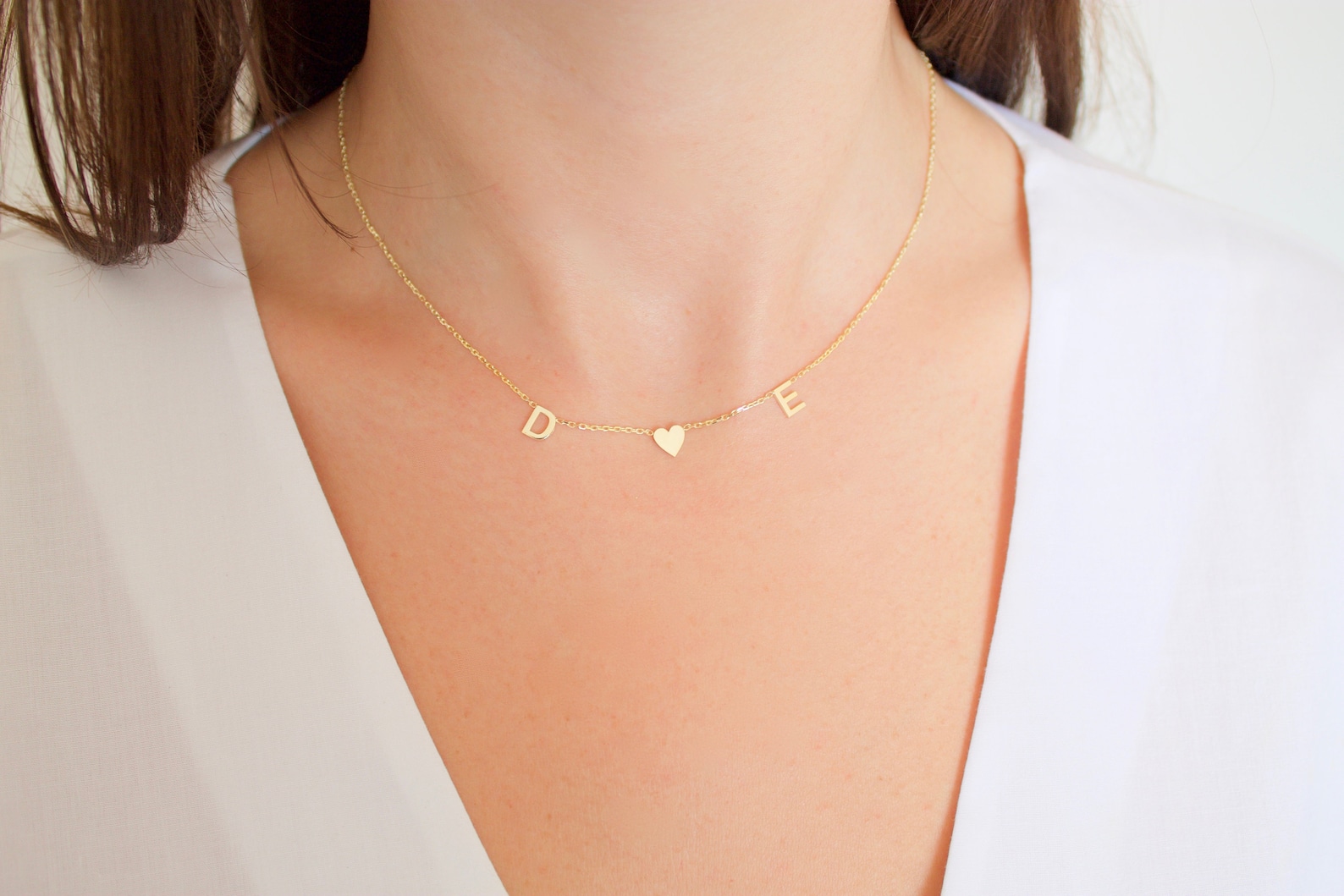 14k Solid Gold Initial Necklace Name Necklace Personalized | Etsy