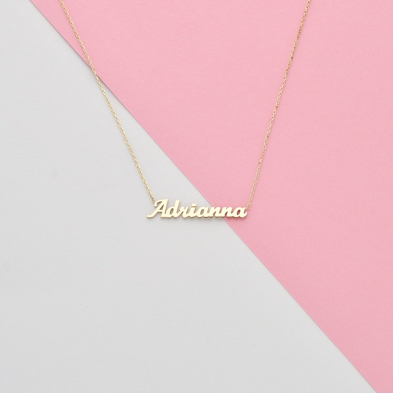 14k Solid Gold Name Necklace Name Necklace Gold Name - Etsy
