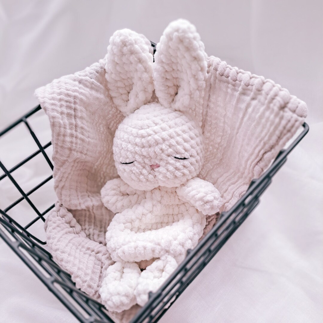 Handmade Comforter for Birth Crocheted Plush Bunny Cuddly Bunny as a ...