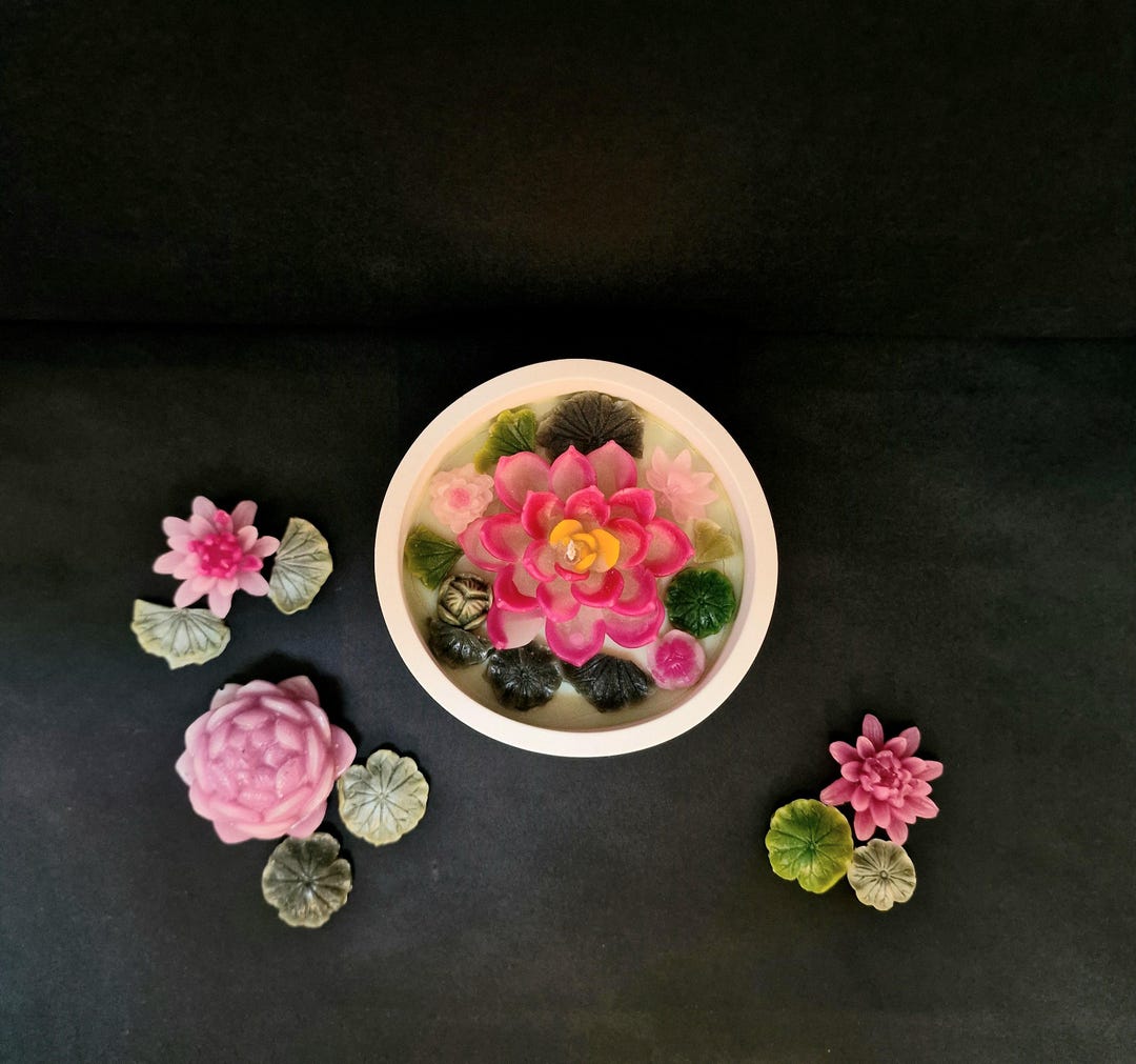 Handmade Sacred Lotus Scented Flower Candle: Ornate Home Decor - Etsy