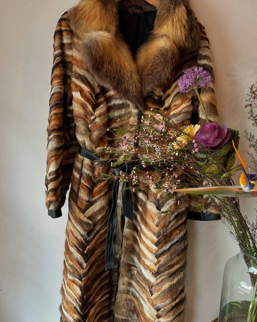 Vintage 1970s Fur Coat With Leather Details - Etsy