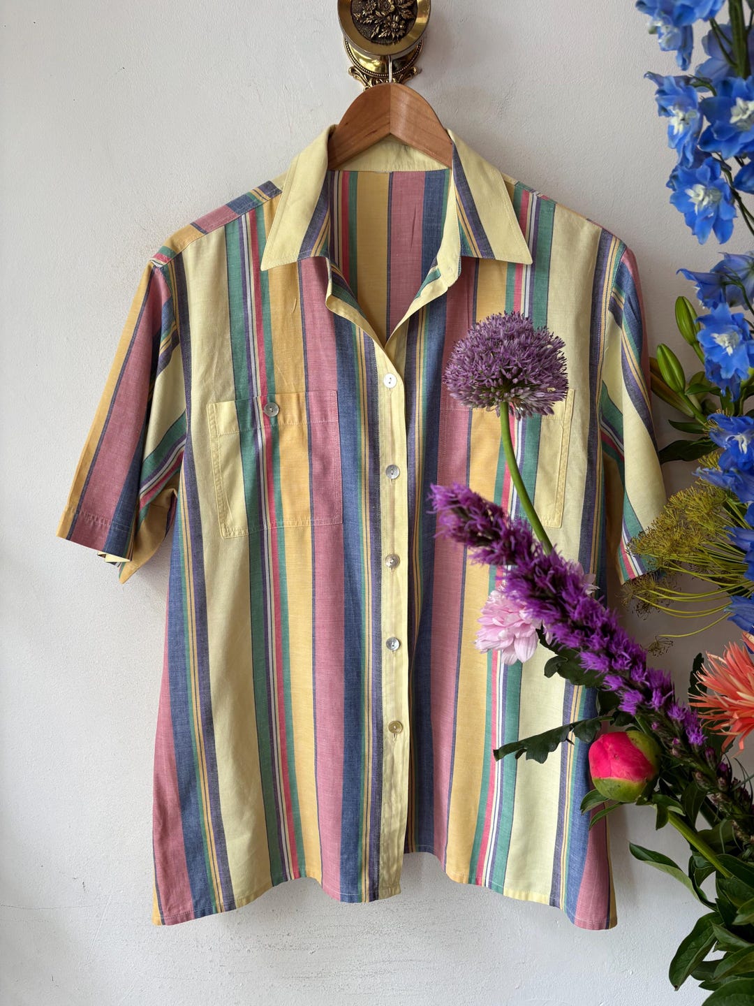 Vintage 80s Pastel Color Blouse - Etsy