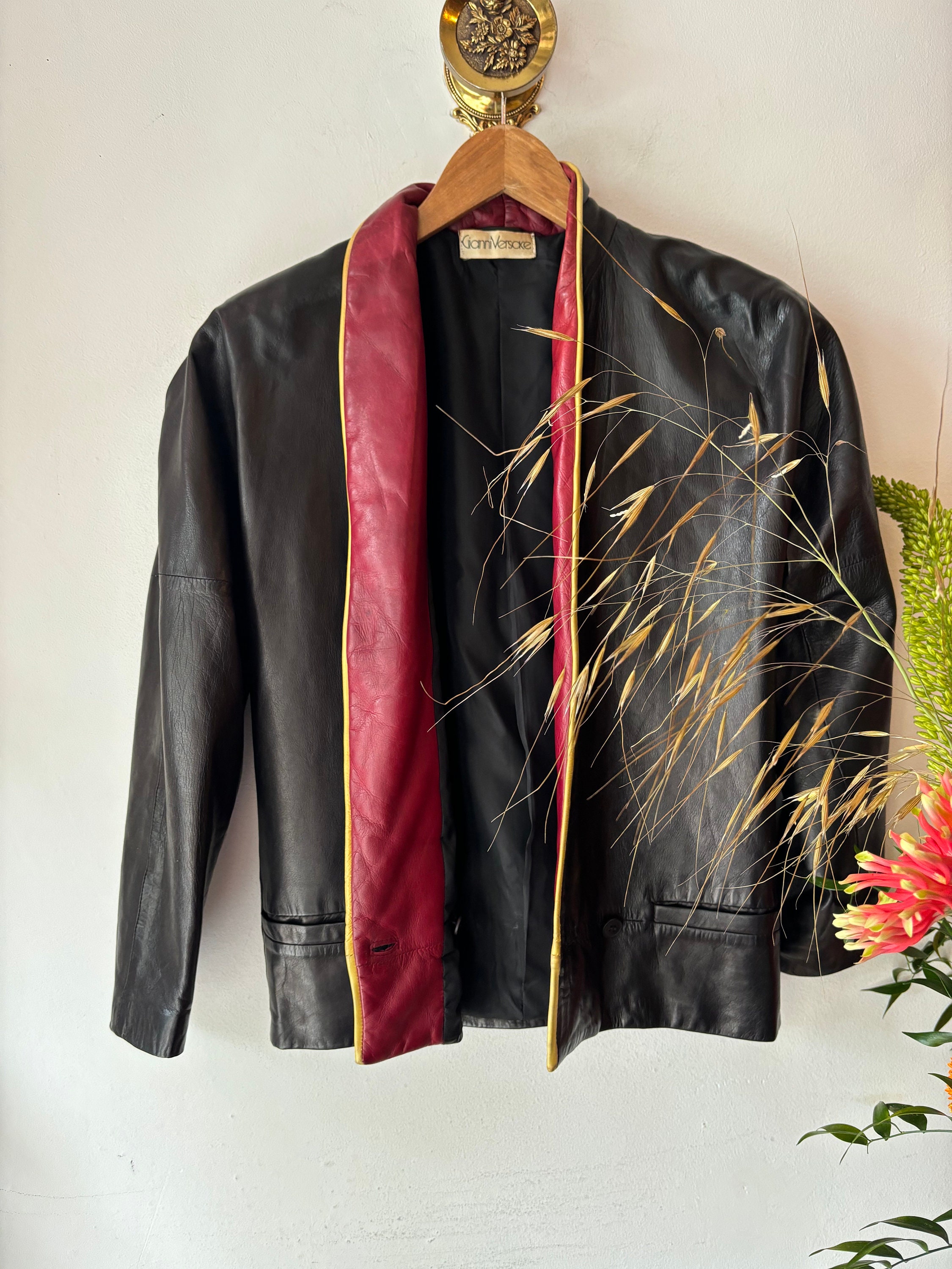 Vintage 80s Gianni Versace Leather Jacket - Etsy Vintage 80s Gianni Versace Leather Jacket - Etsy