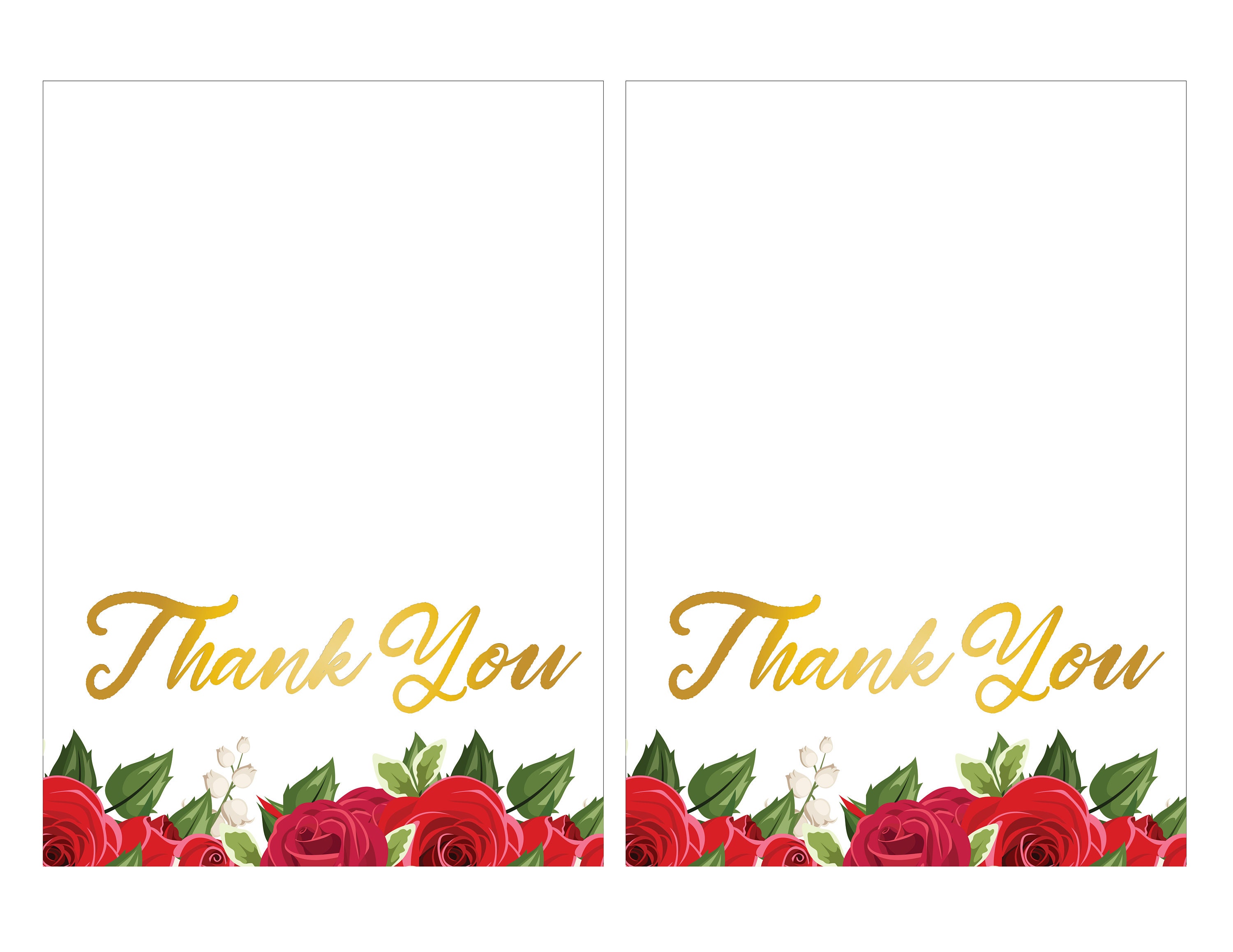 Princess Roses DIY Printable Thank You Cards Instant | Etsy