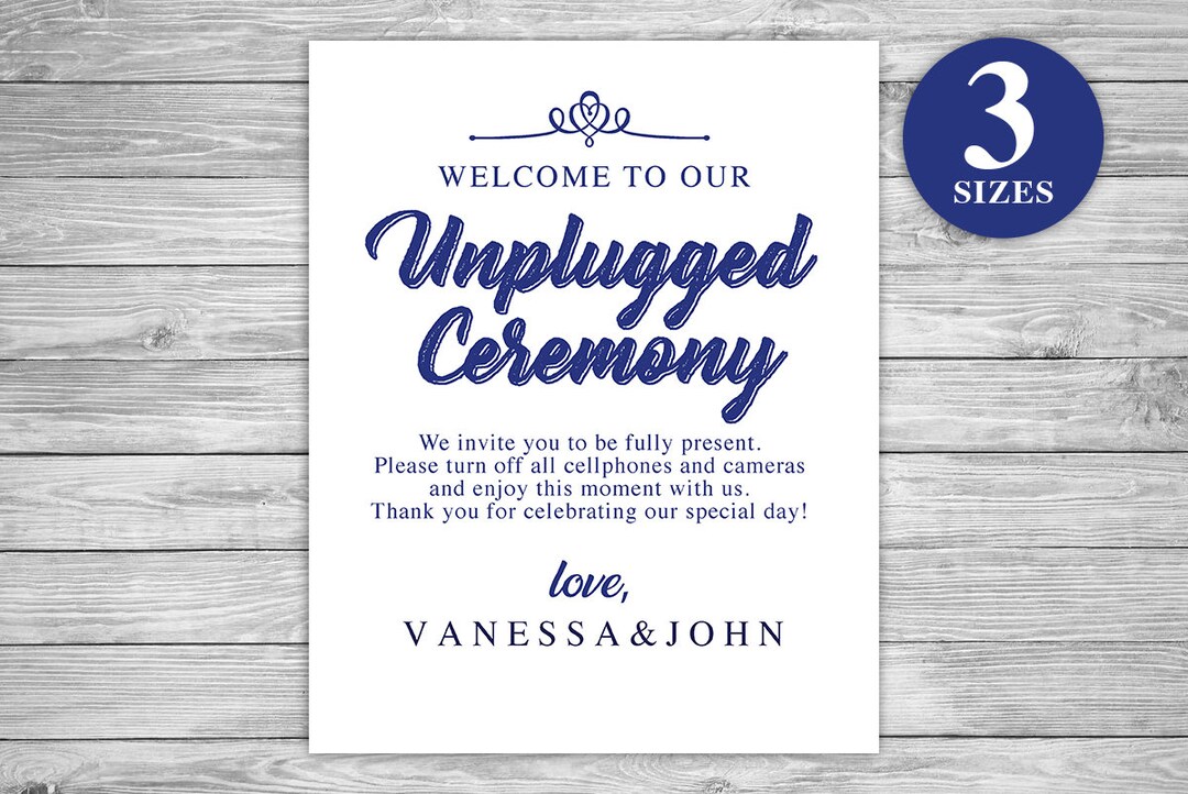 Unplugged Ceremony DIY Printable Instant Download 3 Sizes - Etsy