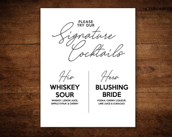 Signature Cocktail Printable Sign Instant Download 8x10 | Etsy