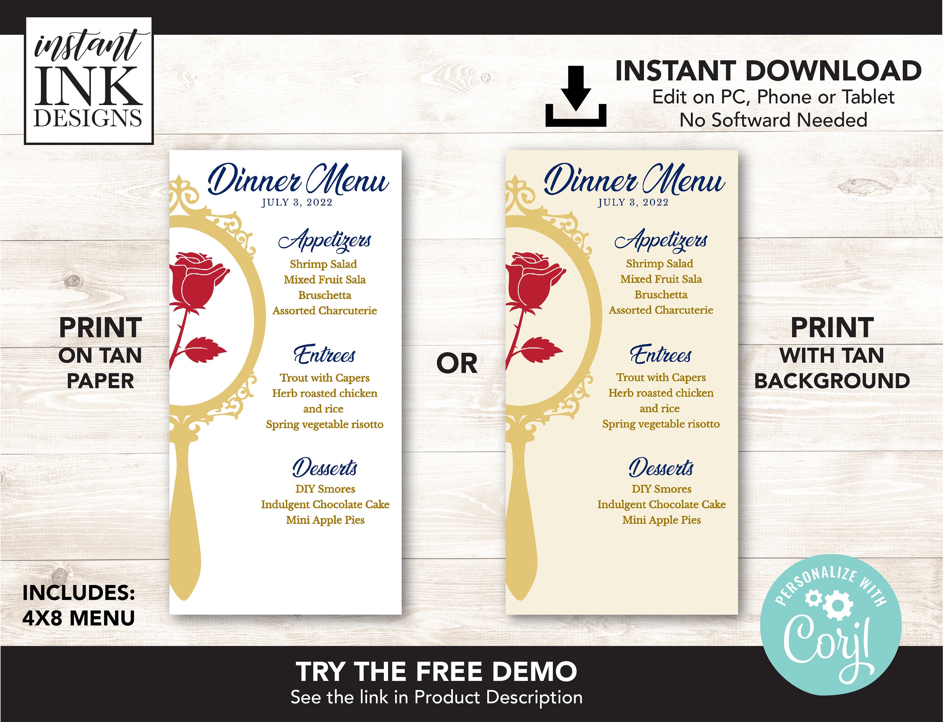 Princess Printable Menu Instant Download | Etsy