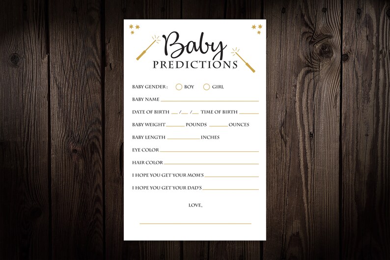 Magical Baby Shower Game Baby Predictions DIY Printable - Etsy