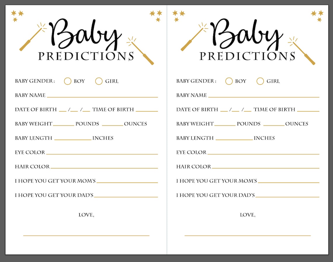 Magical Baby Shower Game Baby Predictions DIY Printable | Etsy