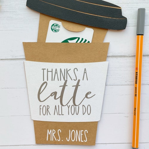 Starbucks Gift Card Teacher Appreciation Gift// Thanks a Latte - Etsy