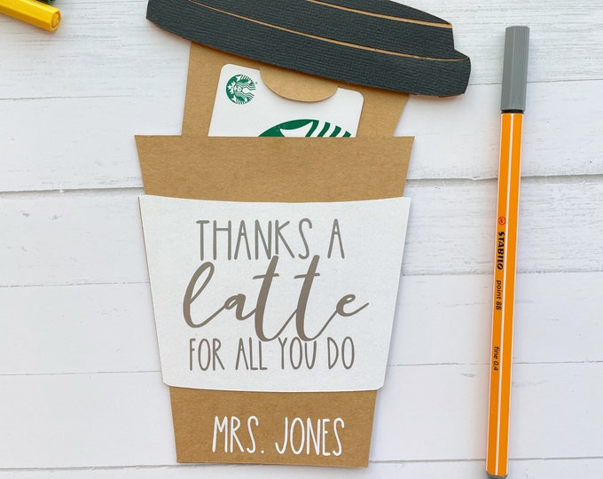 Teacher Coffee Gift Card Holder - Teacher Appreciation Gift - Thanks A ...