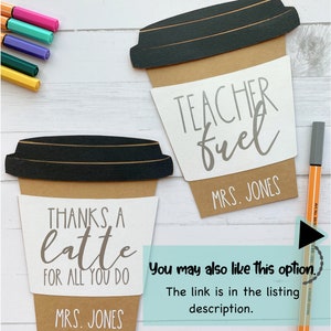 Teacher Coffee Gift Card Holder Teacher Appreciation Gift Thanks A ...