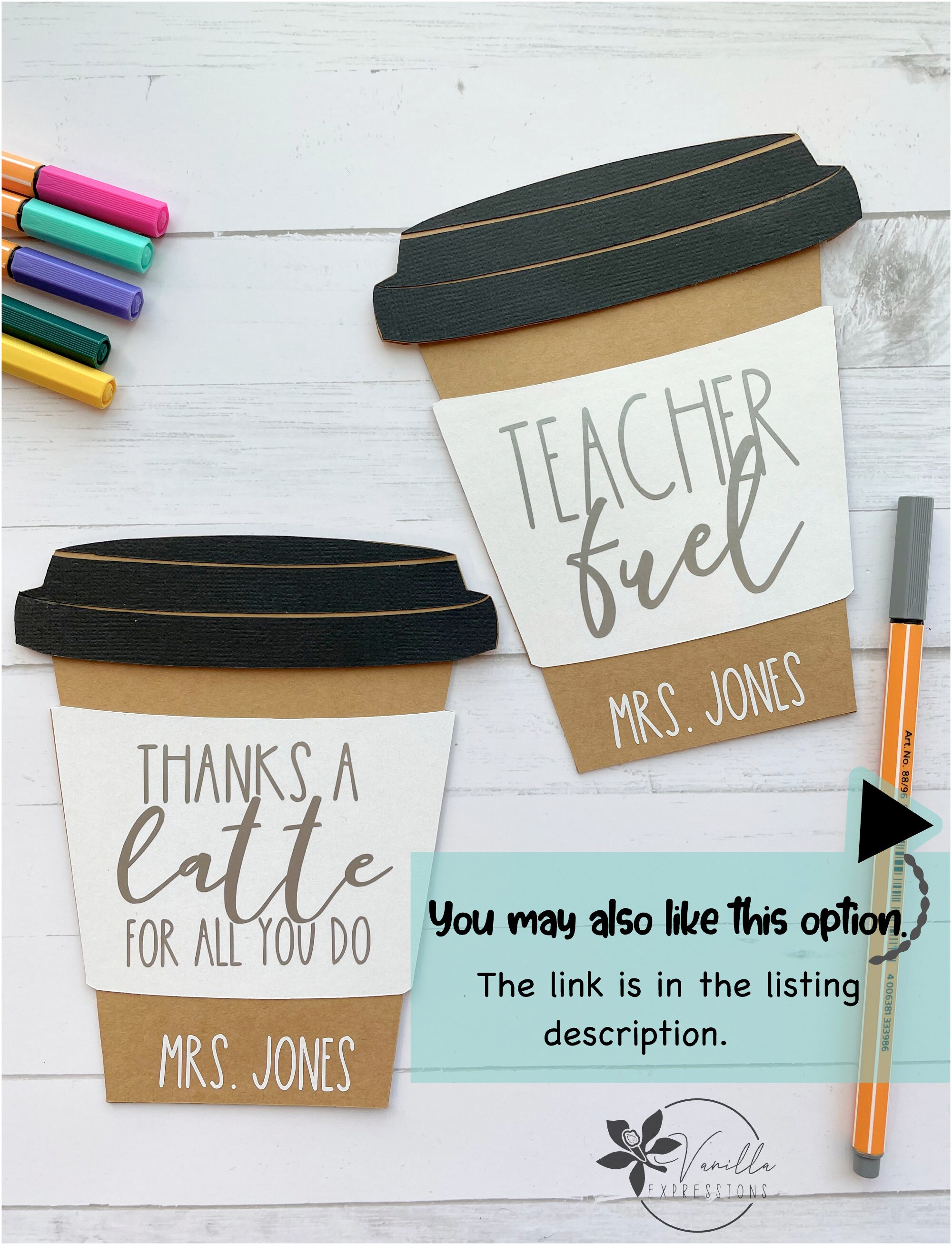 Teacher Coffee Gift Card Holder Teacher Appreciation Gift - Etsy