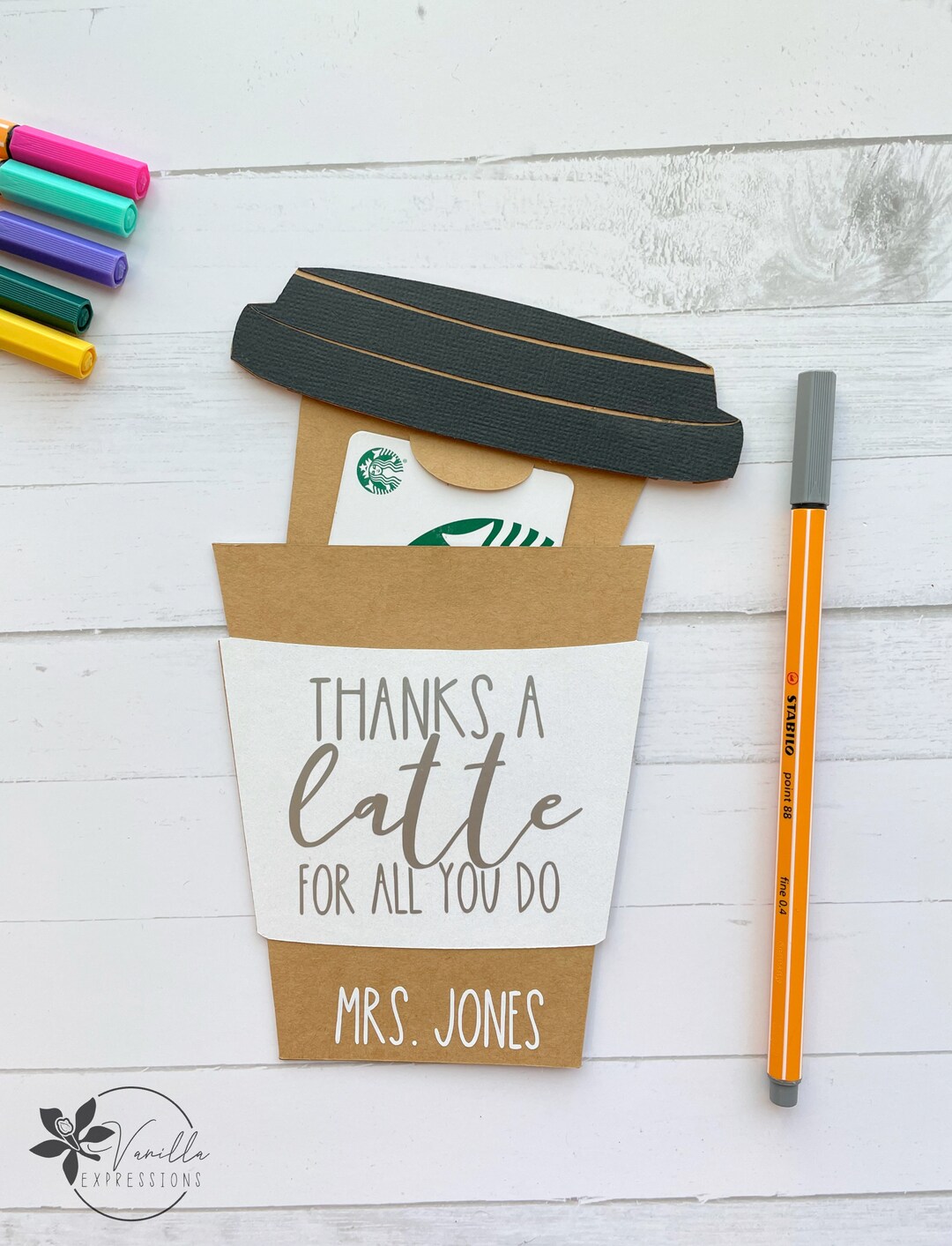 Teacher Coffee Gift Card Holder Teacher Appreciation Gift Thanks A ...