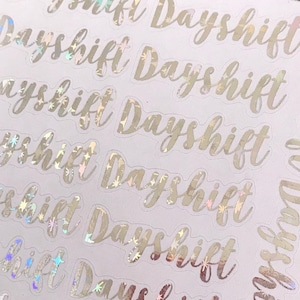 Mini Foil Planner Sticker 18 Pcs DAYSHIFT | Work | Shift | Day Script ...