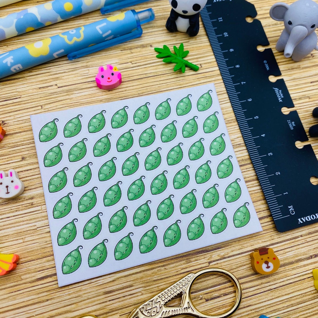 Planner Sticker Mini 1cm, 48 Pcs Kawaii Peas in a Pod | Pea | Vegetable ...