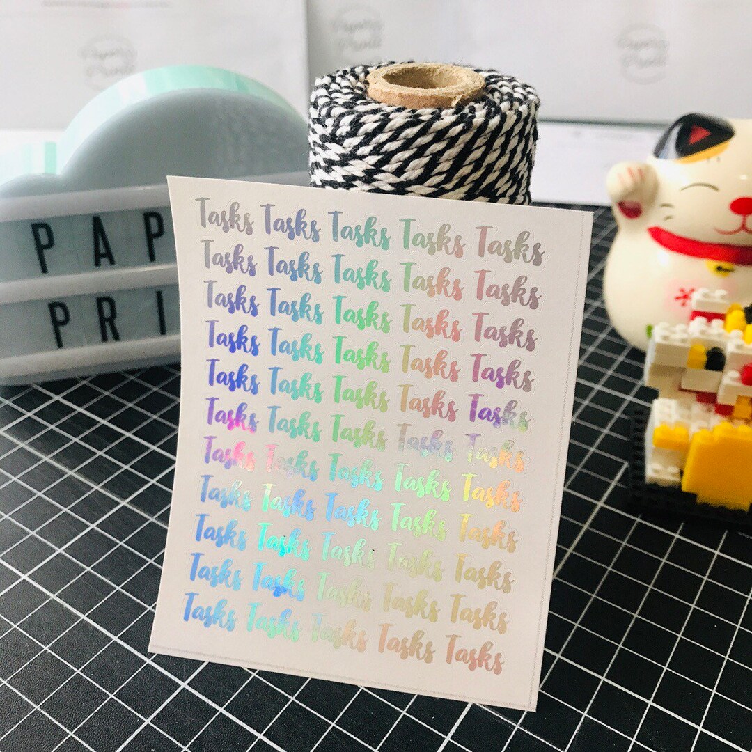 Tasks Script Foil Planner Stickers - 55 Pcs - Etsy