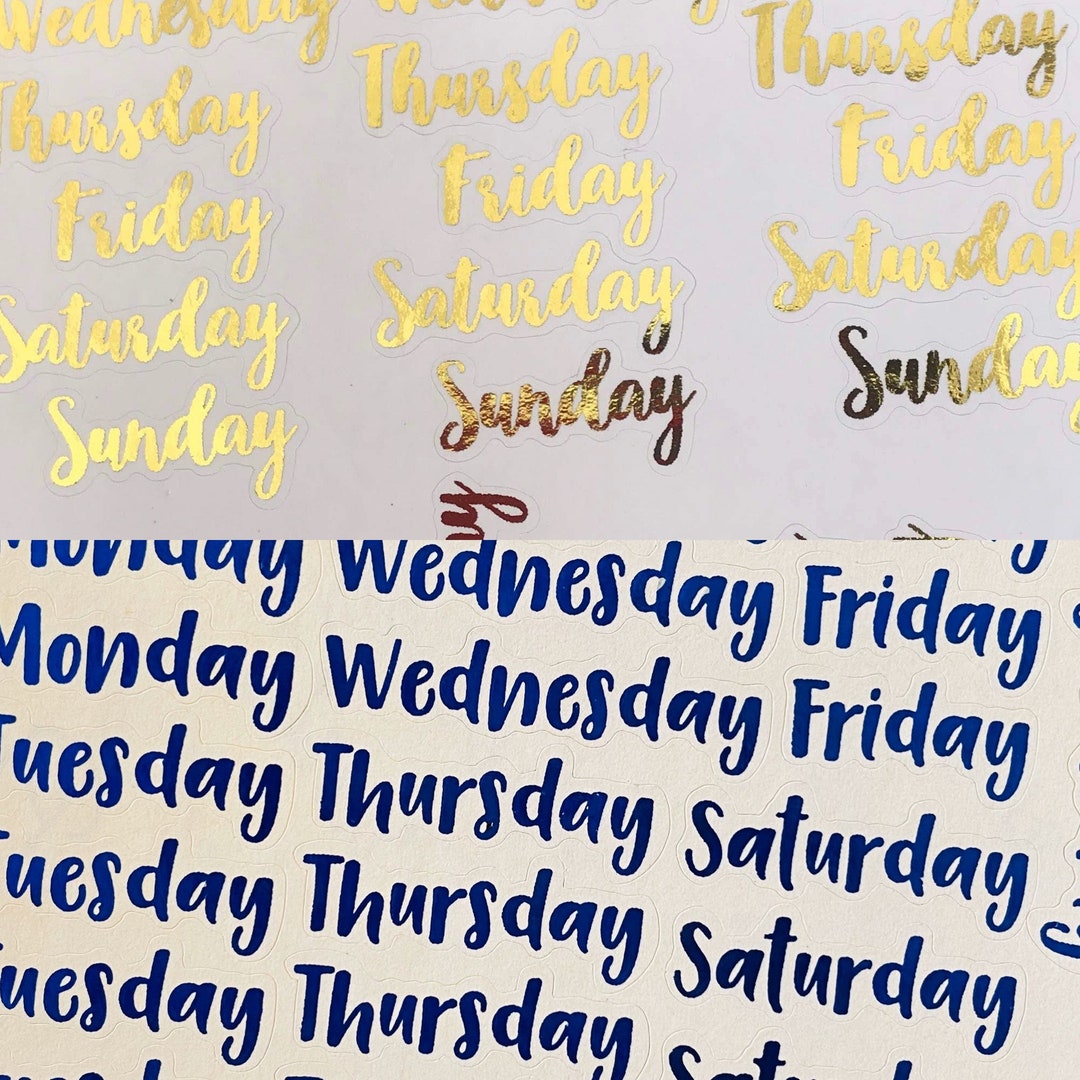 Mini Foil Planner Sticker 4 Weeks Set - WEEKDAYS | Days of the Week [2 ...