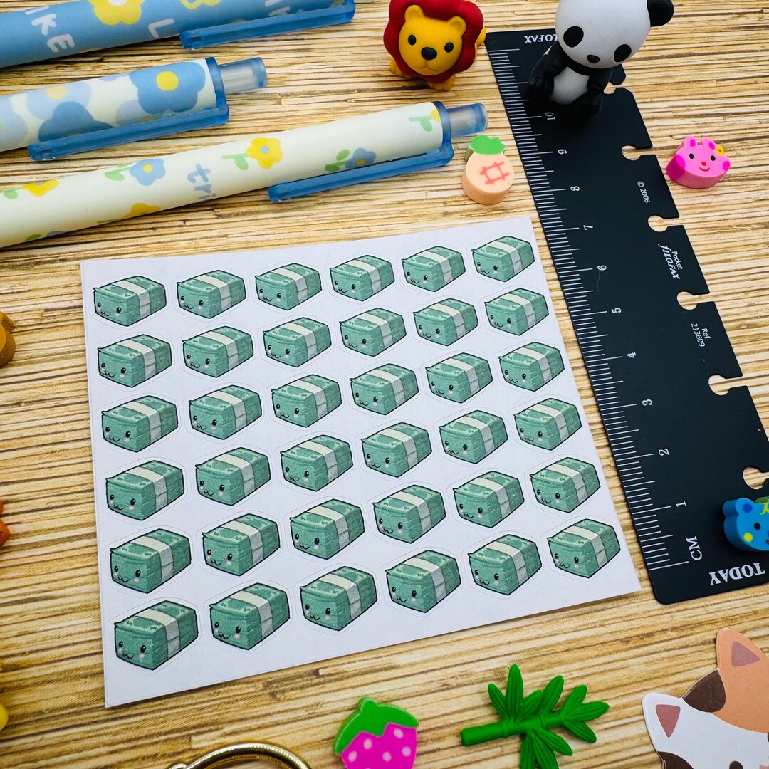 Planner Sticker Mini 1cm, 36 Pcs Kawaii Money | Bills | Payday ...