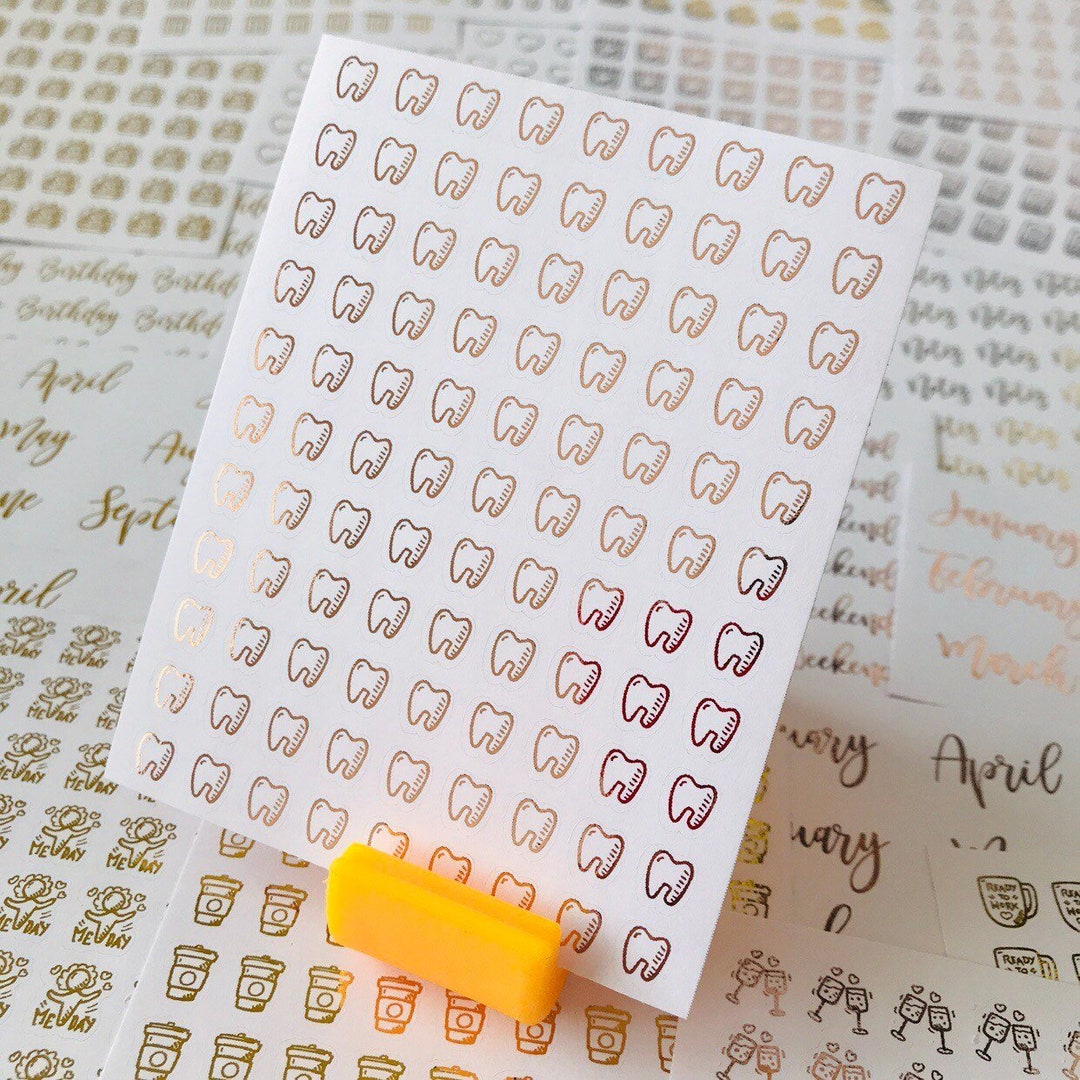 Mini Foil Planner Sticker 1 Cm, 88 Pcs TOOTH | Teeth | Dental | Dentist ...