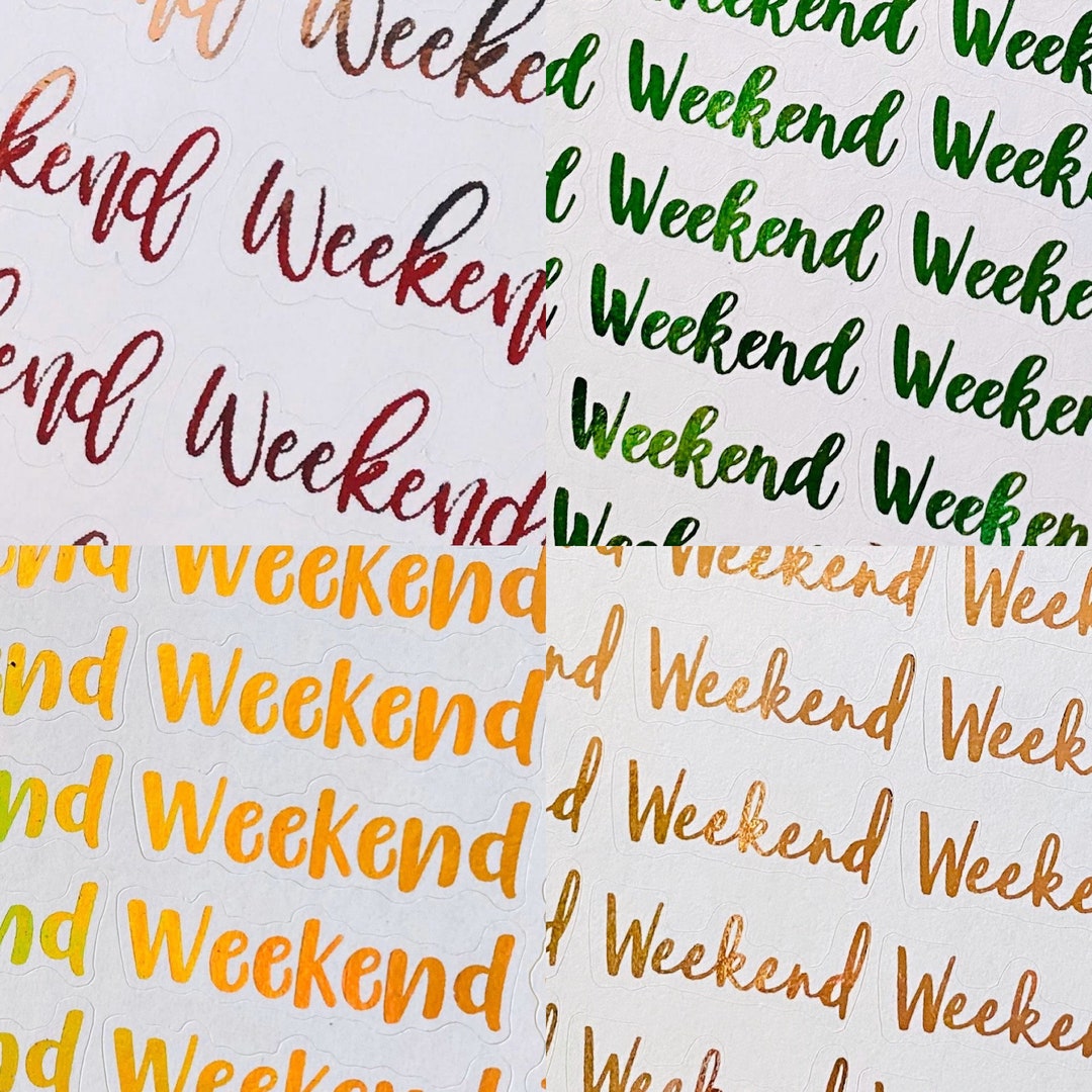 Foil Weekend Planner Stickers: Script Word Stickers - Etsy