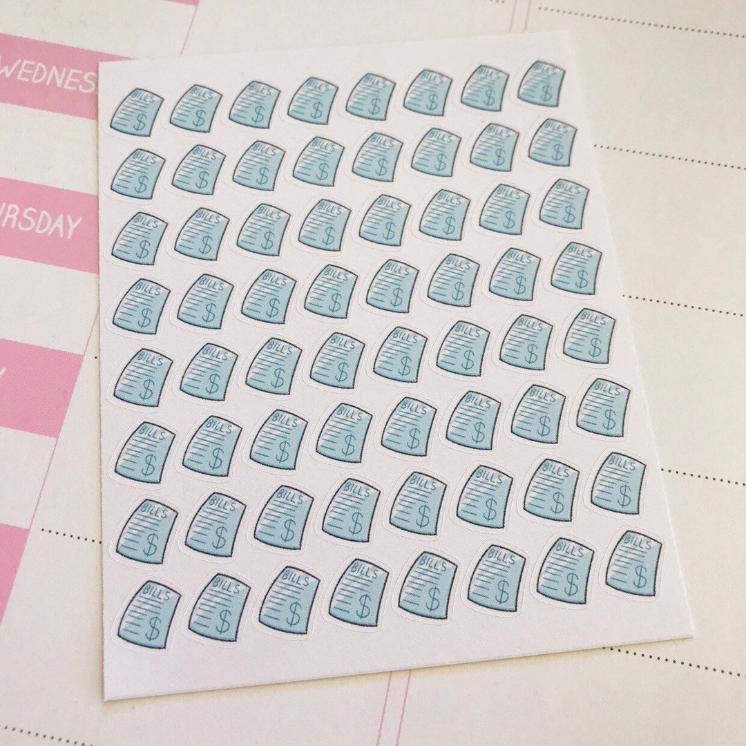 Planner Sticker Mini 1cm, 54 Pcs BILLS | Utilities | Payment Cute ...