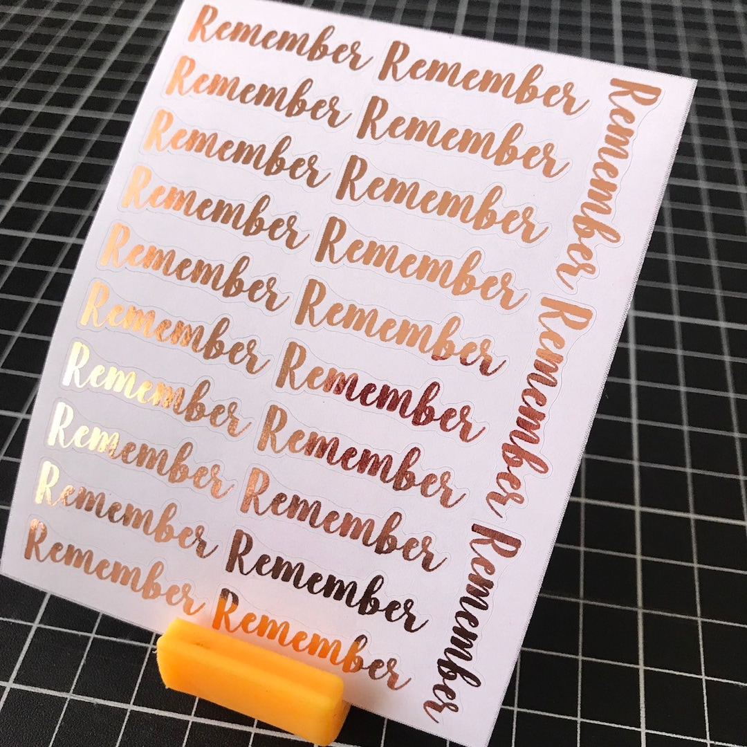 Mini Foil Planner Sticker 23 Pcs REMEMBER Script Word - Etsy