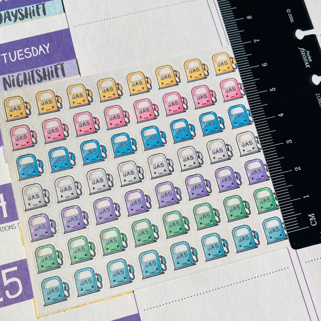 Planner Sticker Mini 1cm, 56 Pcs Kawaii Petrol | Gasoline | Fuel | Fill ...