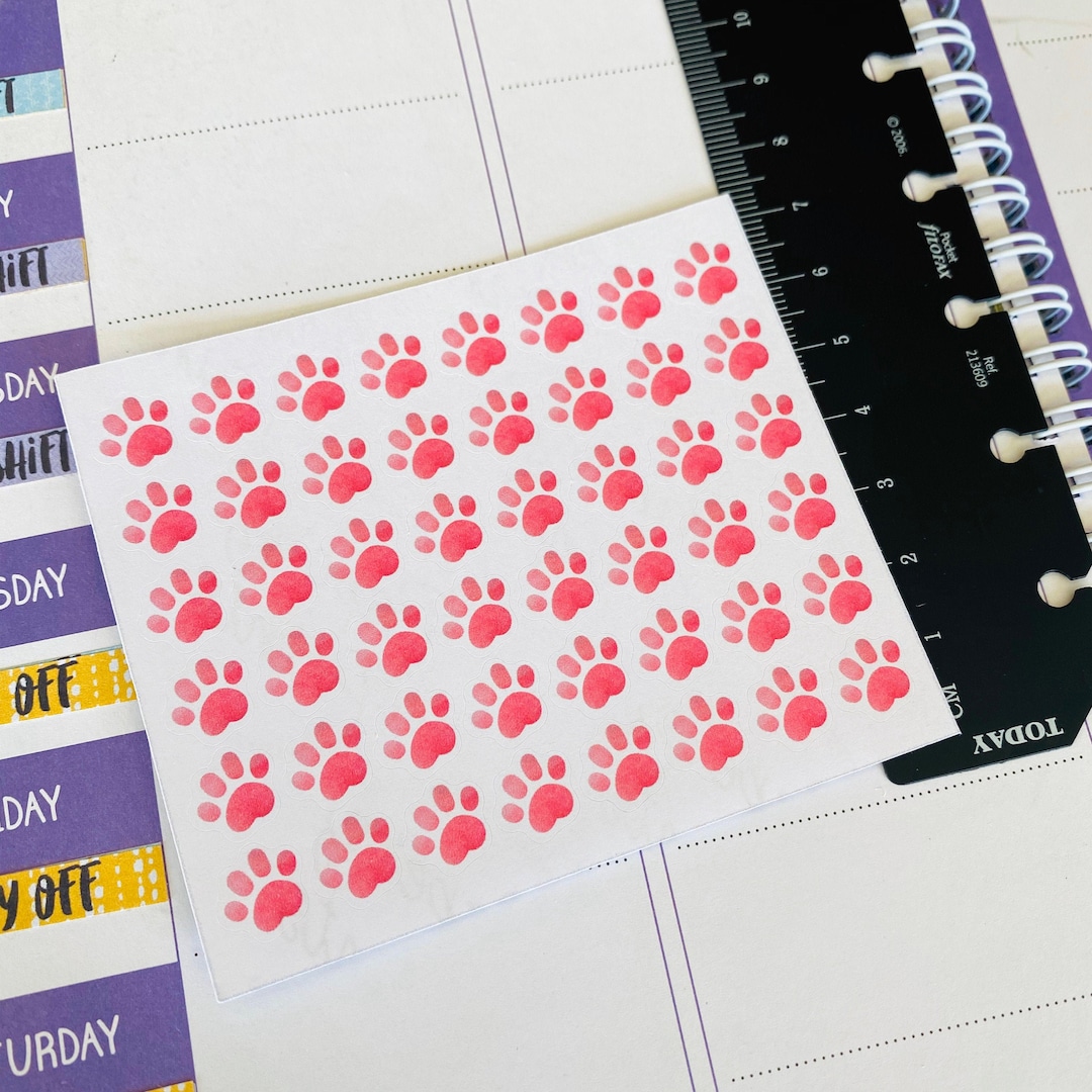 Pink Paw Print Planner Stickers, Cute Pet Doodle (48 Pcs) - Etsy