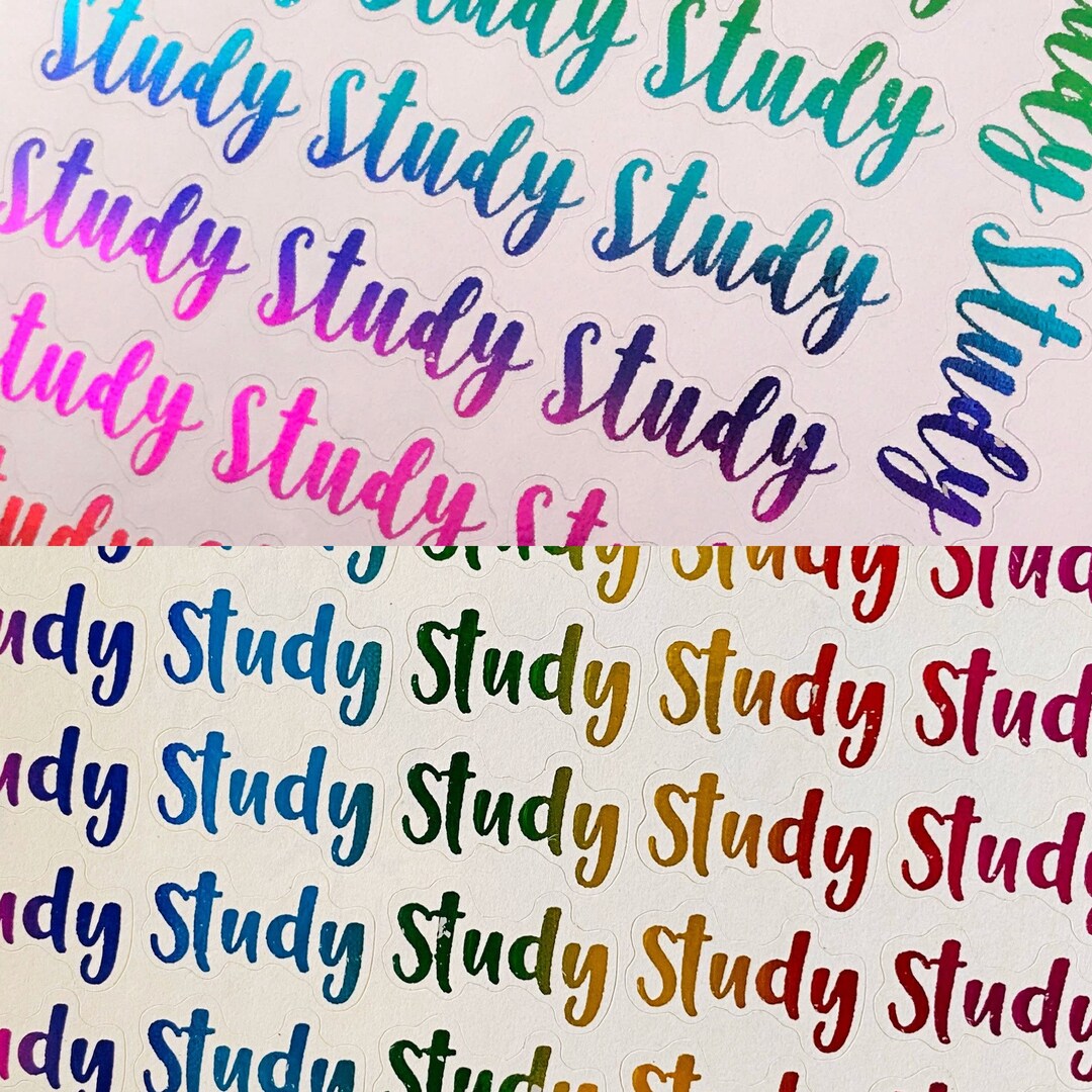Foil 'study' Planner Stickers - Print & Cursive (31/35pcs) - Etsy