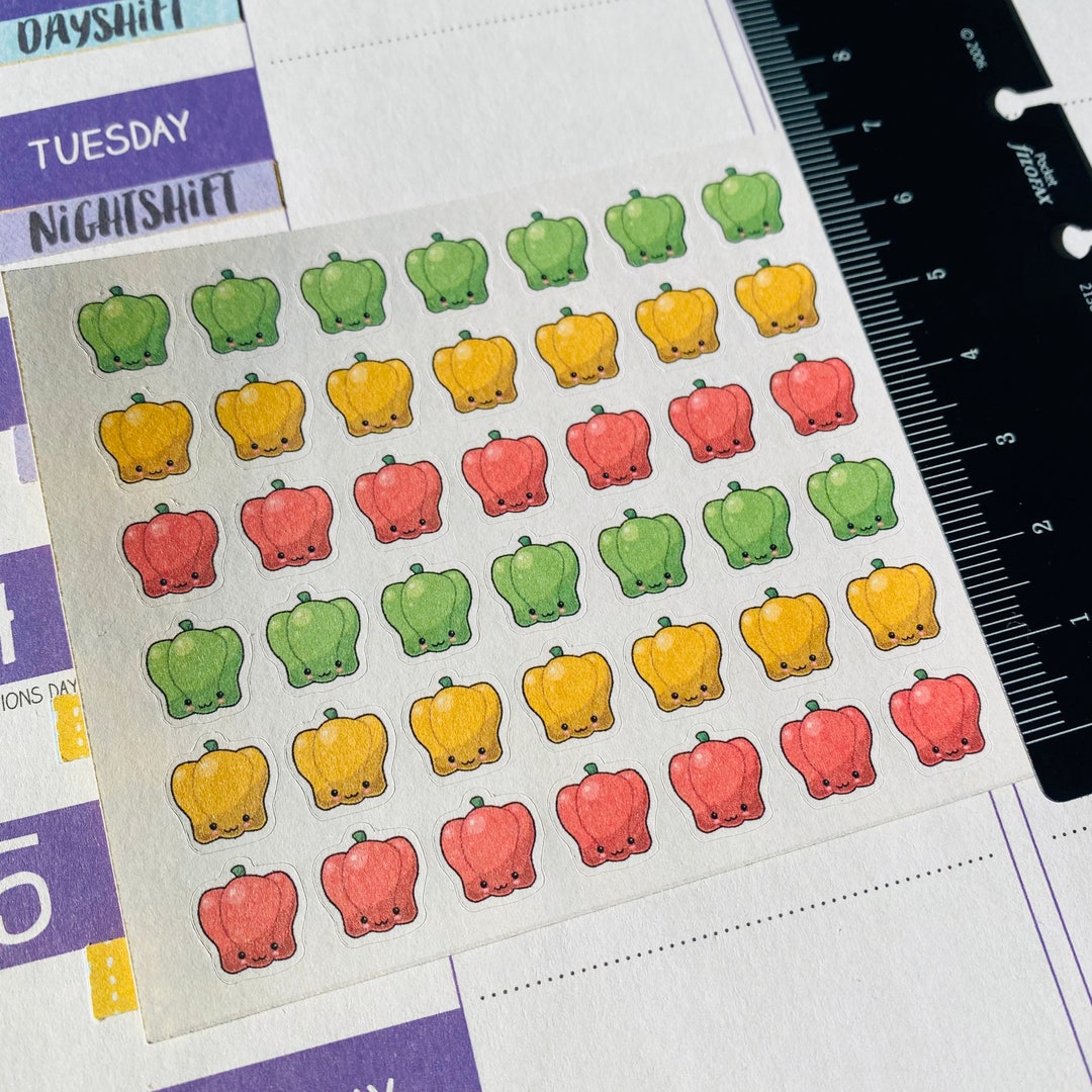 Kawaii Bell Pepper Planner Stickers, Vegetable Doodles (42 Pcs) - Etsy