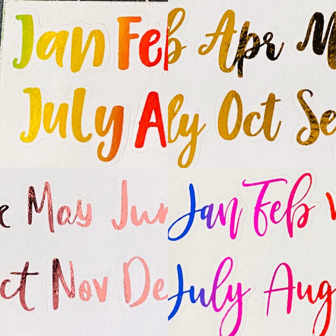 Abbreviated MONTHS | Monthly Word Foil Sticker - Etsy