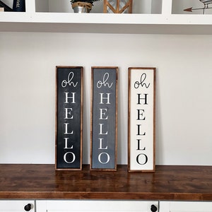 Oh Hello Small Welcome Sign | Entryway Spring Decor | Mini Vertical ...