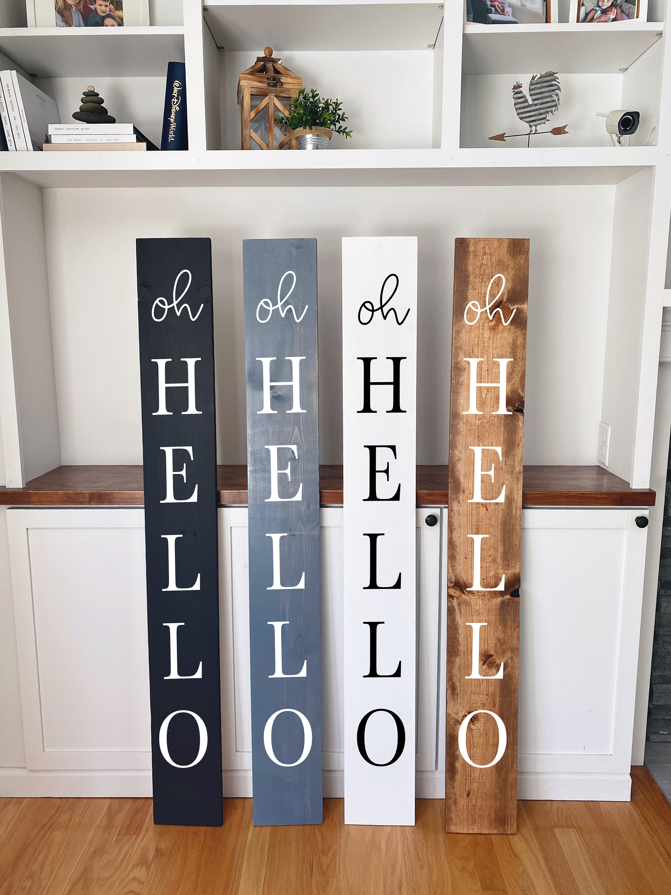 Oh Hello Vertical Welcome Sign White Entryway Sign White | Etsy