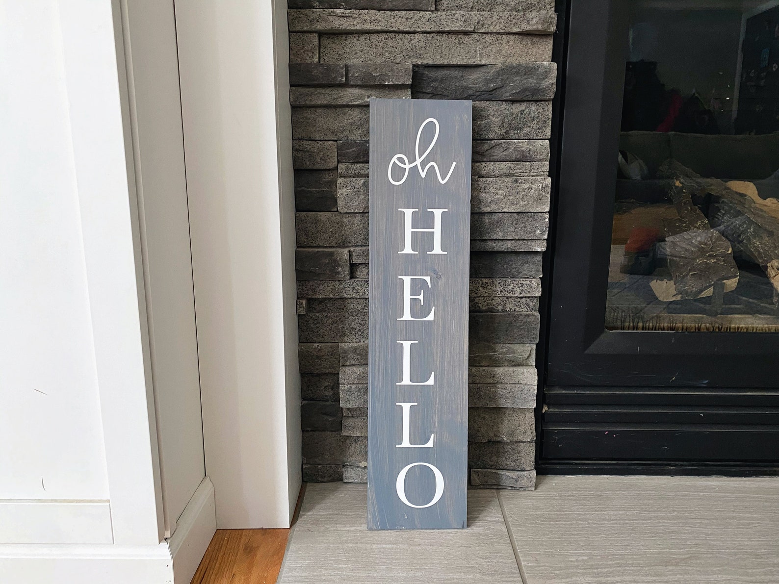 Oh Hello Small Welcome Sign | Entryway Spring Decor | Mini Vertical ...