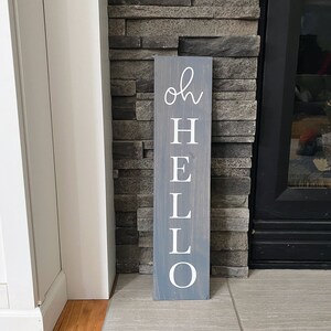 Oh Hello Small Welcome Sign | Entryway Spring Decor | Mini Vertical ...