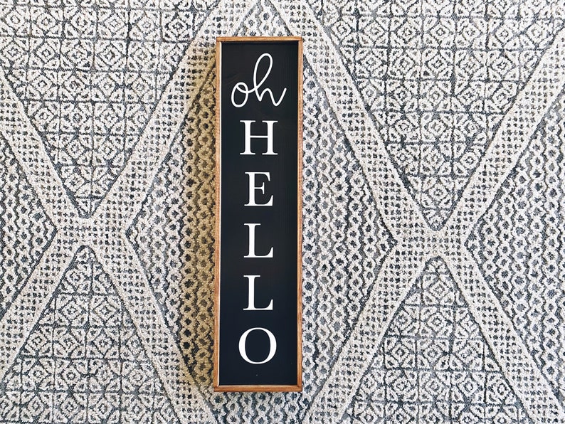 Oh Hello Small Welcome Sign | Entryway Spring Decor | Mini Vertical ...