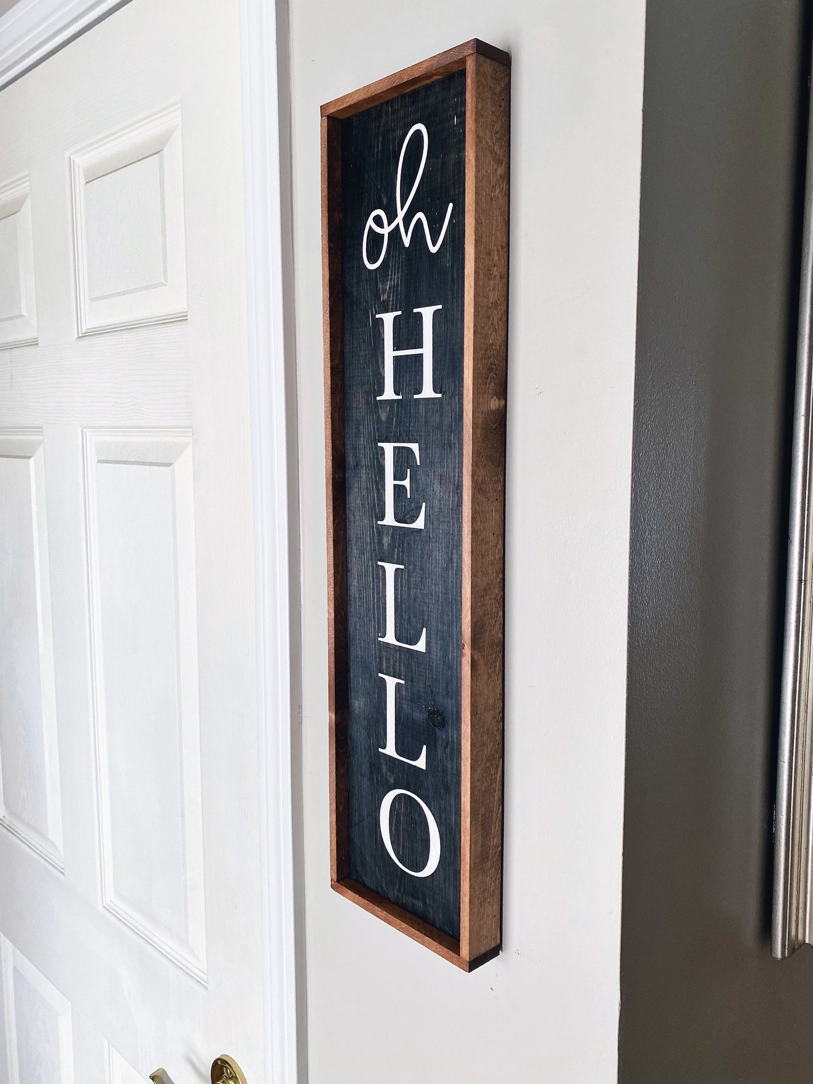 Oh Hello Small Welcome Sign | Entryway Spring Decor | Mini Vertical ...