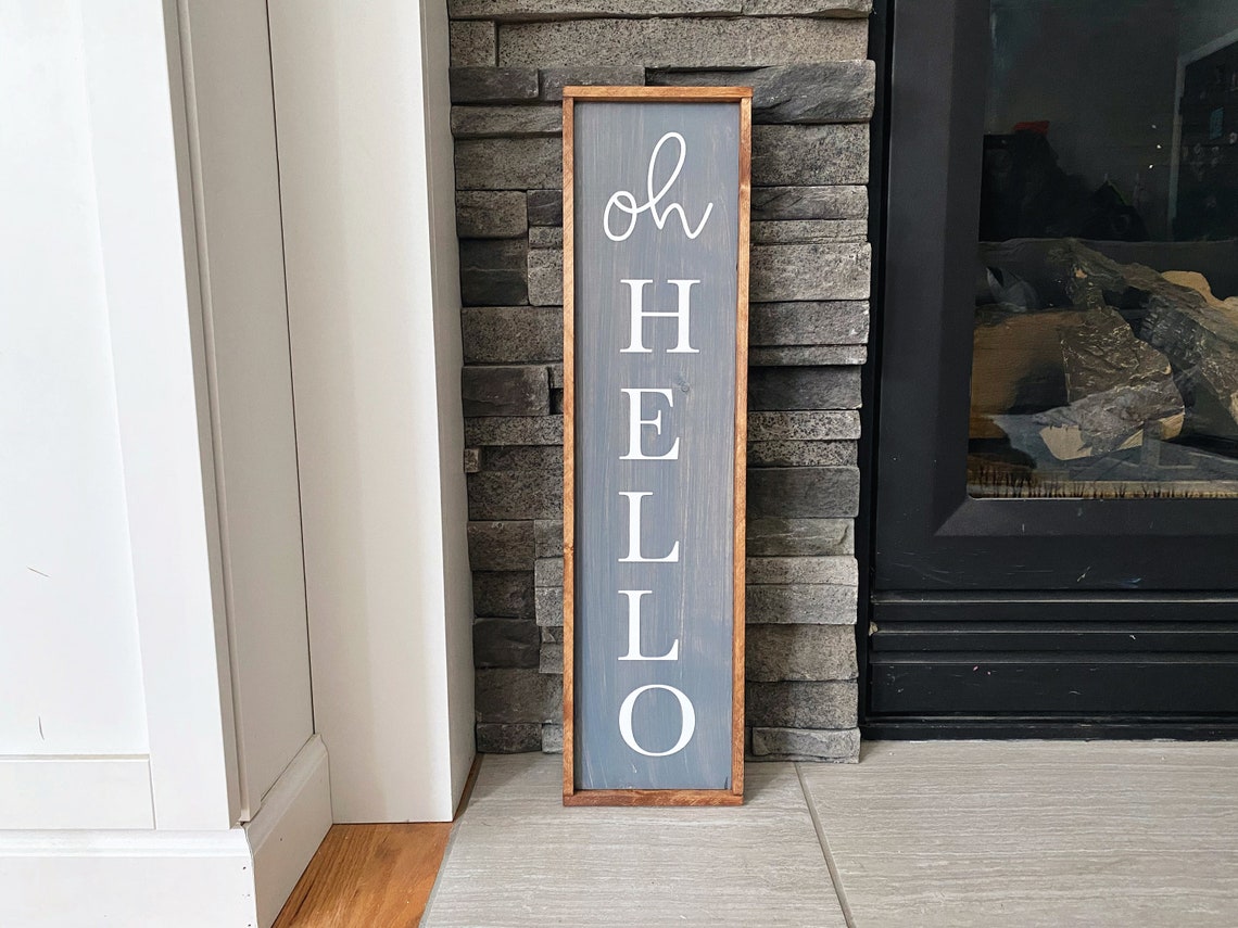 Oh Hello Small Welcome Sign Entryway Spring Decor Mini | Etsy