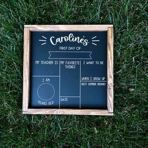 First Day of School Chalkboard Personalized Framed Double Sided First ...